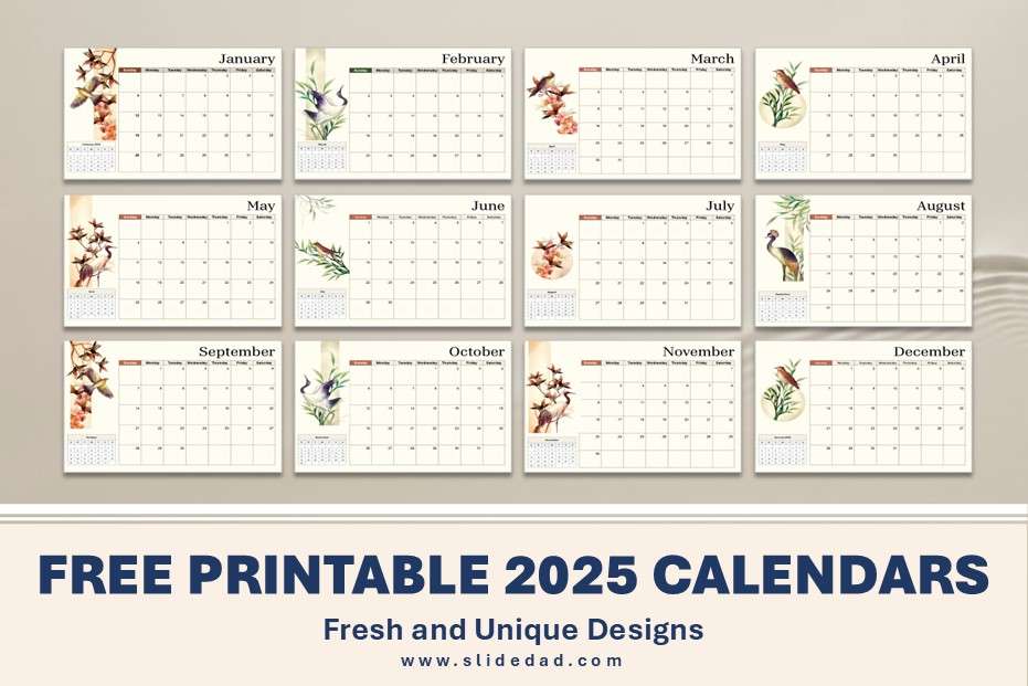 2025 Calendars: Fresh and Unique Printable Designs for Free - slidedad